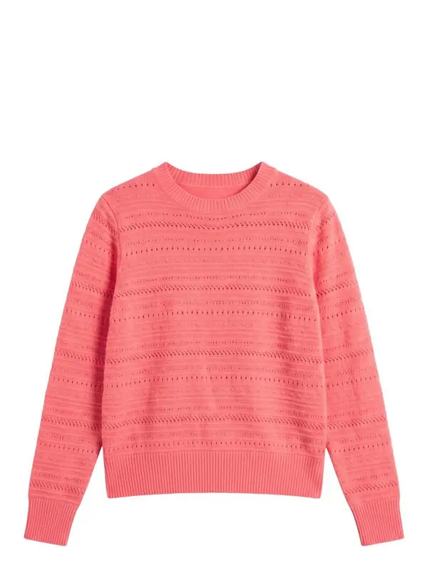BRODIE CASHMERE Textured Cashmere Crew Neck Pullover - Pink