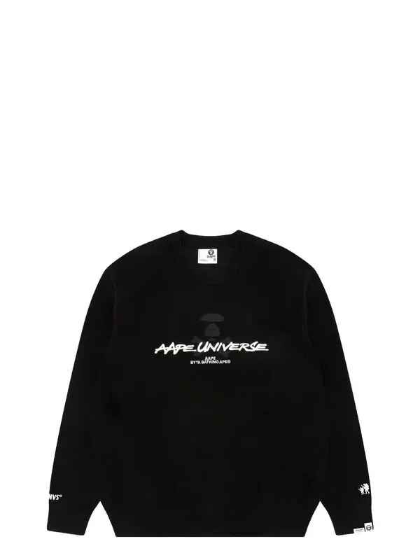 AAPE BY *A BATHING APE Moonface Intarsia Embroidered Sweatshirt - Black