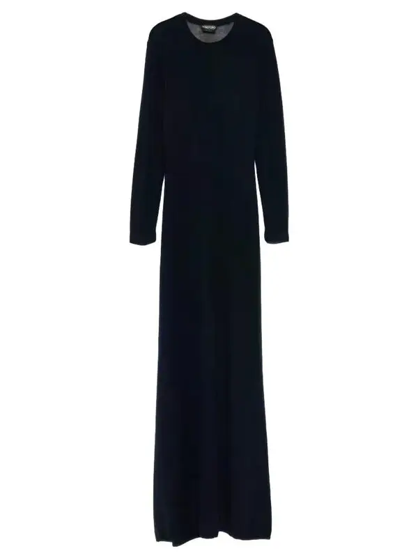 TOM FORD Sheer-back Knitted Maxi Dress - Blue