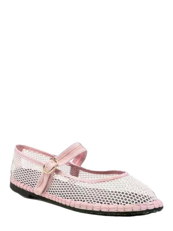 FLABELUS Isabella Fishnet Ballet Flats - Pink