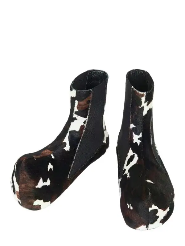 A.W.A.K.E. Mode Cow-print Pony-hair Ankle Boots - Brown