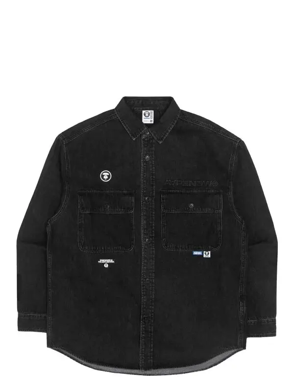 AAPE BY *A BATHING APE Moonface Patch Denim Shirt - Black