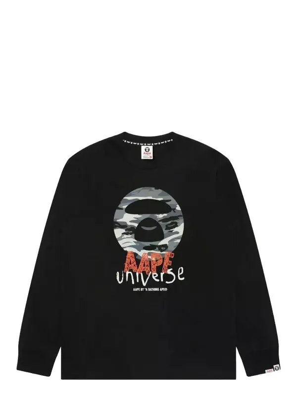 AAPE BY *A BATHING APE Aapeunvs Moonface-print Long-sleeve T-shirt - Black