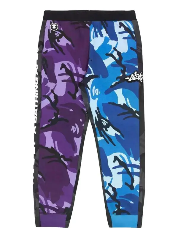 AAPE BY *A BATHING APE Moonface Camo-blocked Track Pants - Blue