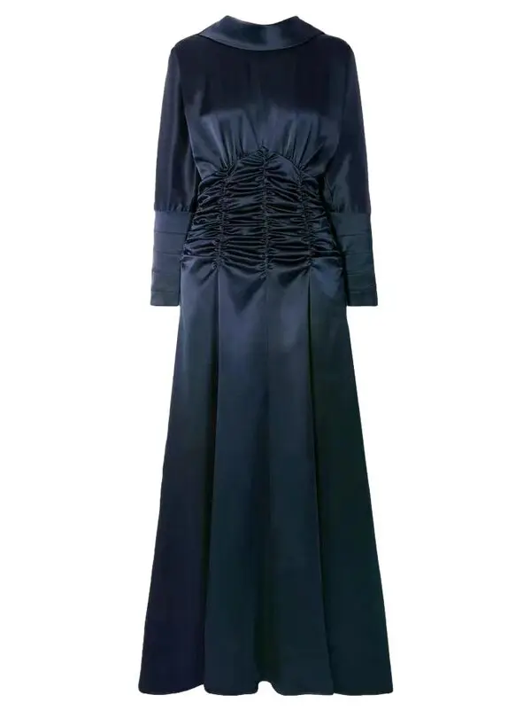 VIOLANTE NESSI Backless Ruched Maxi Dress - Blue