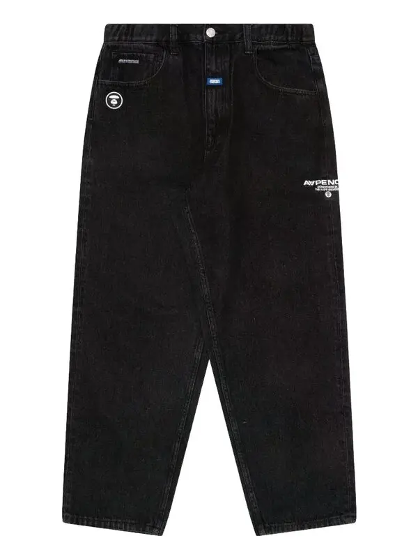 AAPE BY *A BATHING APE Moonface Patch Relaxed Jeans - Black