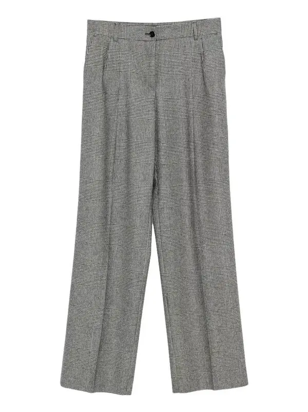 Dolce & Gabbana Check-pattern Pleated Wide-leg Trousers - Grey