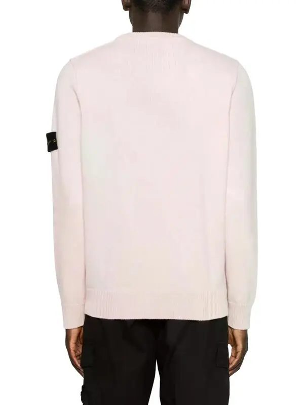Stone Island Logo-patch Crew Neck Sweater - Pink
