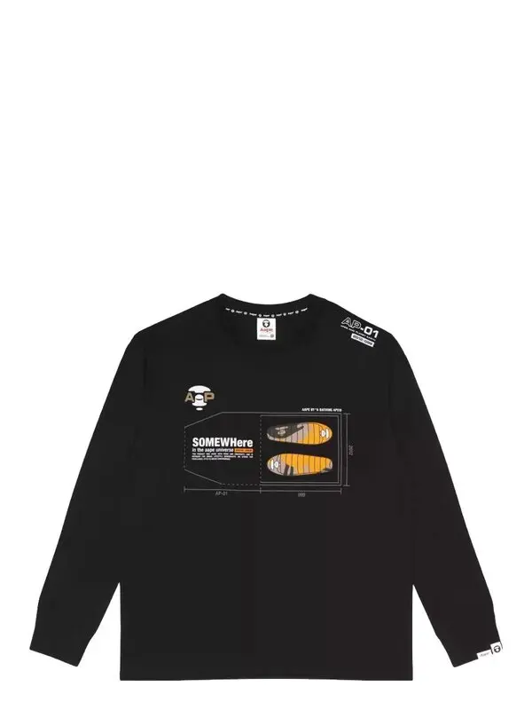 AAPE BY *A BATHING APE Moonface Graphic-print Long-sleeve T-shirt - Black