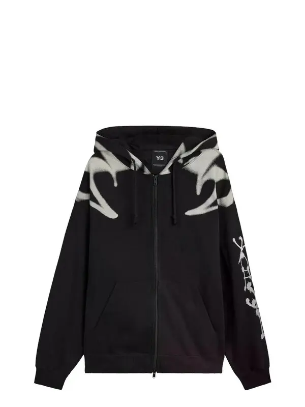 Y3 Yaksha Graphic Zip-up Hoodie - Black