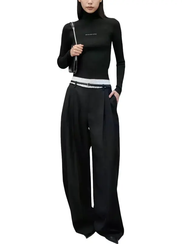 Alexander Wang Ribbed Turtleneck With Jacquard Logo - Black