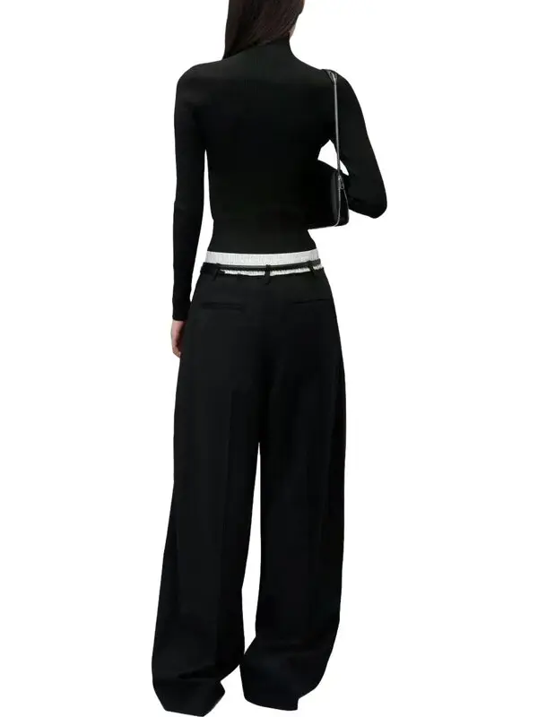 Alexander Wang Ribbed Turtleneck With Jacquard Logo - Black