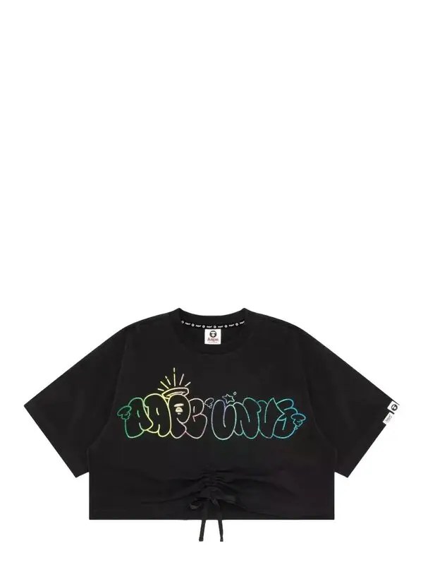 AAPE BY *A BATHING APE Moonface Gradient Cropped T-shirt - Grey