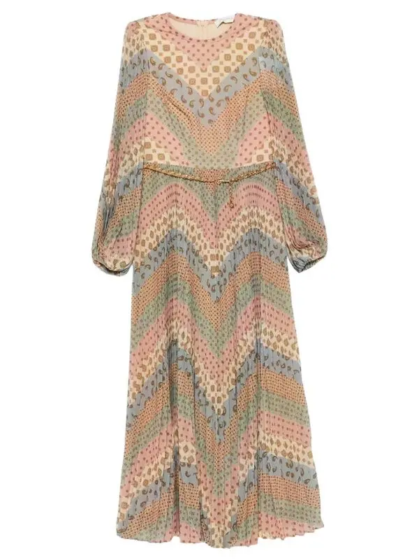 Zimmermann Sunray Paisley-print Pleated Midi Dress - Neutrals
