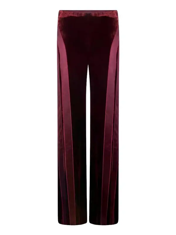 Alberta Ferretti Velvet Panelled Straight Trousers - Red