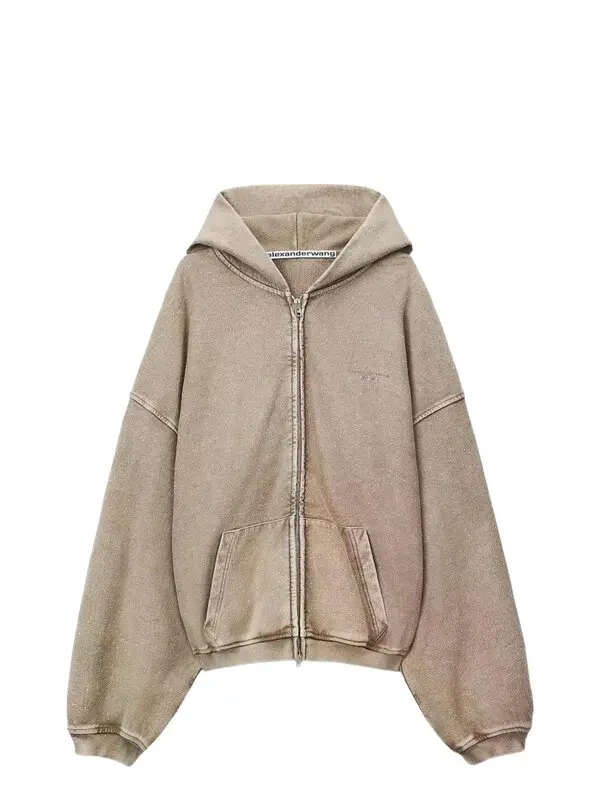 Alexander Wang Allover Hotfix Mid-rise Sweatpants - Neutrals