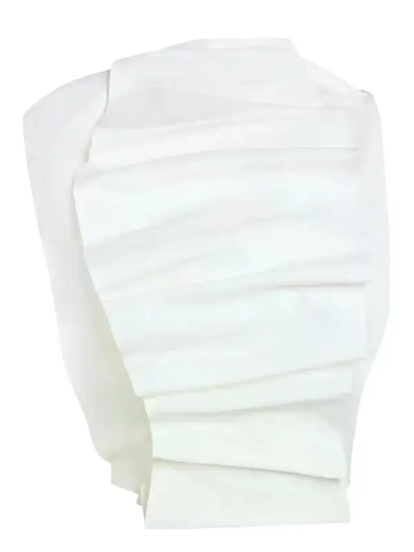 A.W.A.K.E. Mode Sleeveless Cropped Blouse With Pleating - White