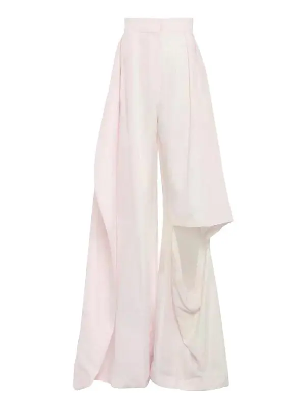 A.W.A.K.E. Mode Draped Wide-leg Trousers With Knee Slits - Pink