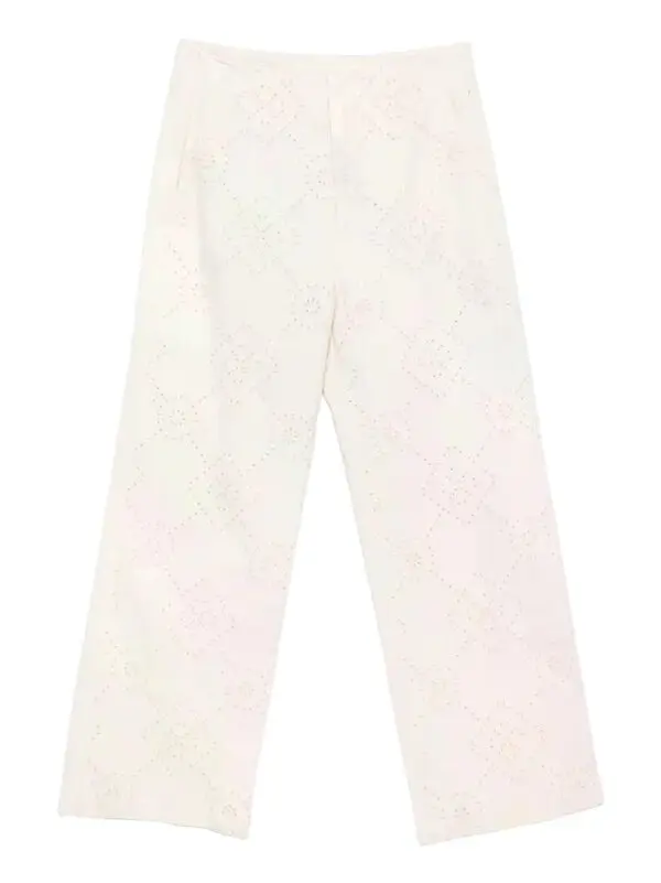 Dkny Broderie-anglaise Wide-leg Jeans - Neutrals