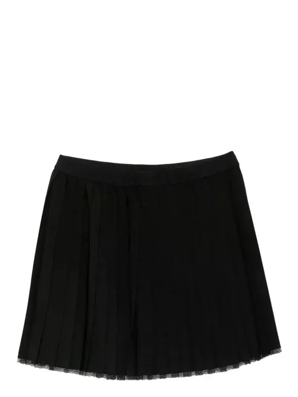 TWINSET Pleated Mini Skirt With Lace Trim - Black