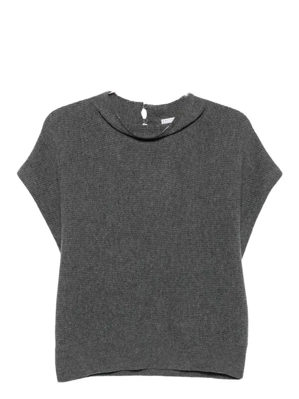 Brunello Cucinelli Ribbed Knit Sleeveless Sweater - Grey
