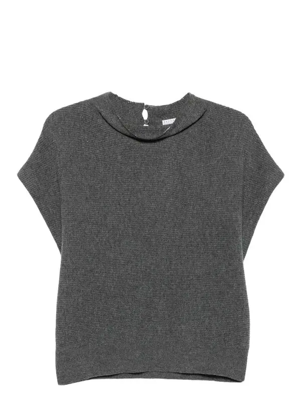 Brunello Cucinelli Ribbed Knit Sleeveless Sweater - Grey