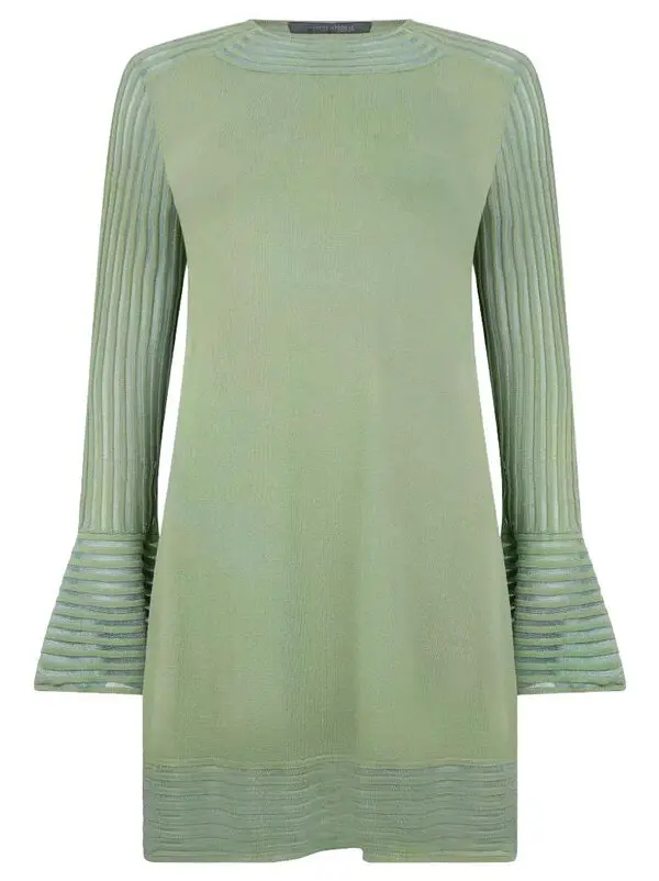 Alberta Ferretti Bell-sleeve Knitted Mini Dress - Green