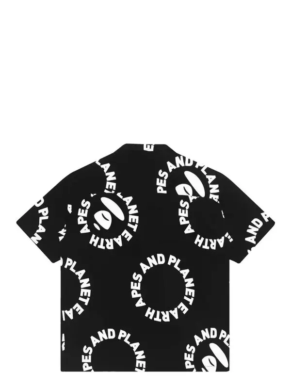 AAPE BY *A BATHING APE Logo Print Short Sleeve Shirt - Black