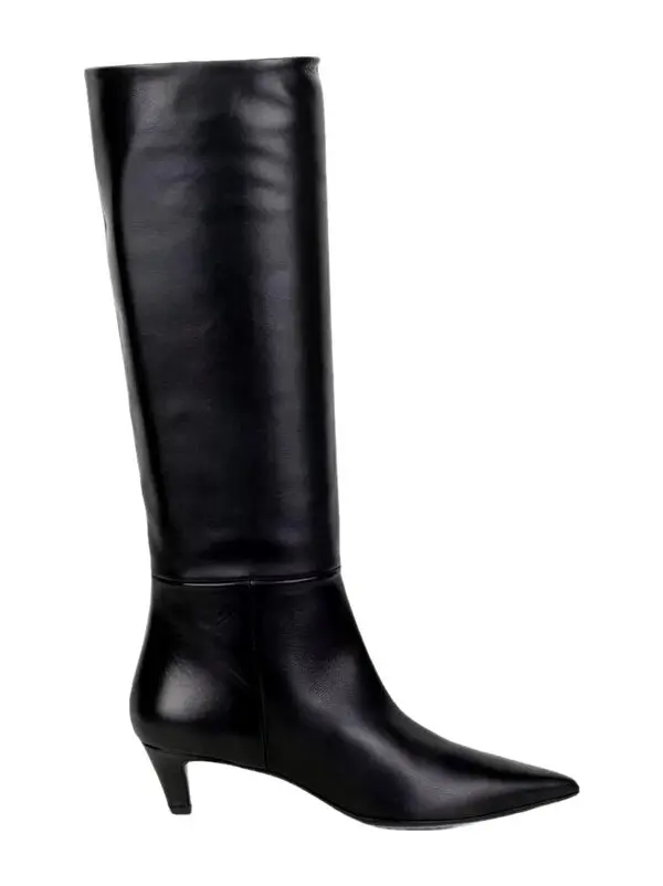 CHANTAL Pointed-toe Kitten-heel Knee-length Boots - Black