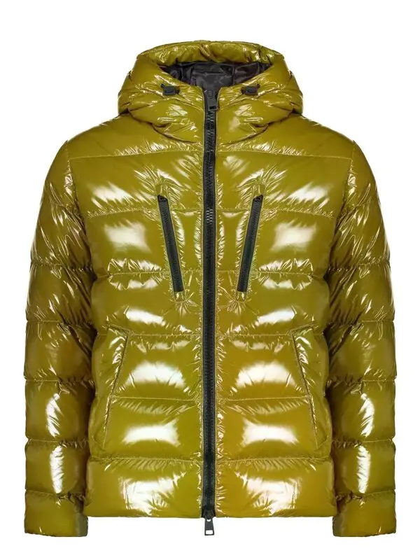Herno Hooded Padded Jacket With Glossy Finish - Green