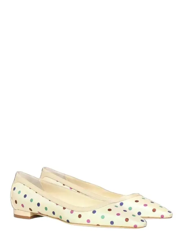 Manolo Blahnik Polka-dot Pointed-toe Ballet Flats - Neutrals