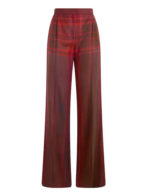 Alberta Ferretti Check-pattern Wide-leg Trousers - Red
