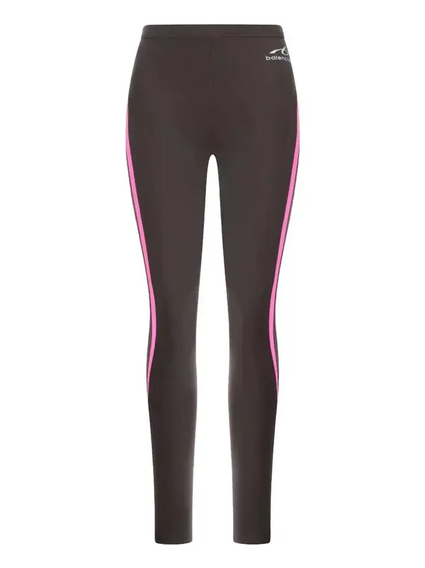 Balenciaga Logo-print Panelled Leggings - Brown