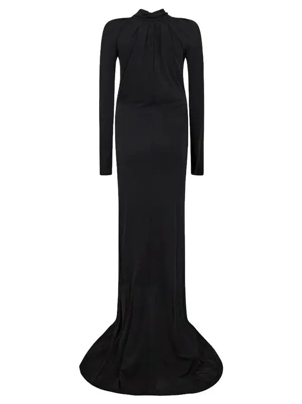 Alberta Ferretti Long Sleeve Cut-out Gown - Black