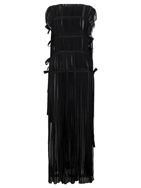 Alberta Ferretti Silk Bow Detail Maxi Dress - Black