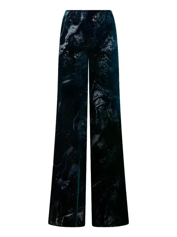 Alberta Ferretti Abstract Print Palazzo Pants - Blue