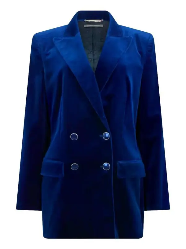 Alberta Ferretti Double-breasted Velvet Blazer - Blue
