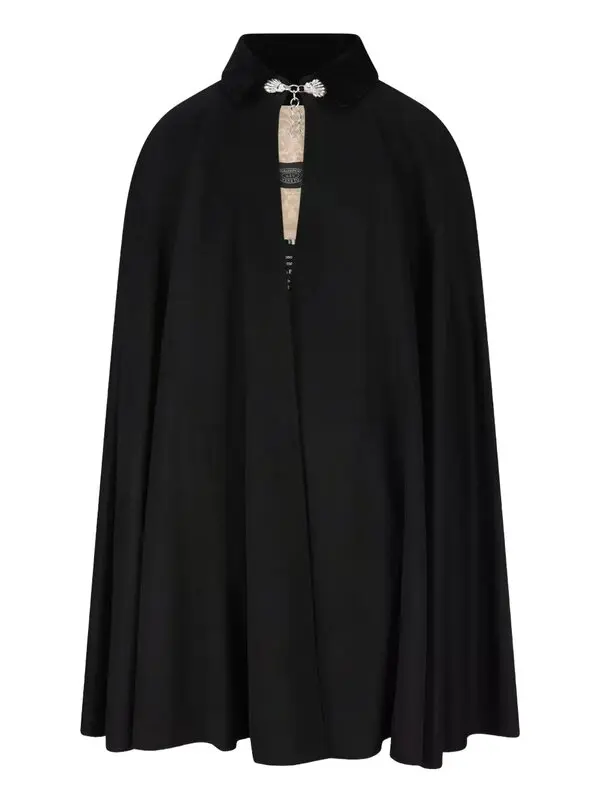 IL TABARRO Wool Cape With Velvet Collar - Black