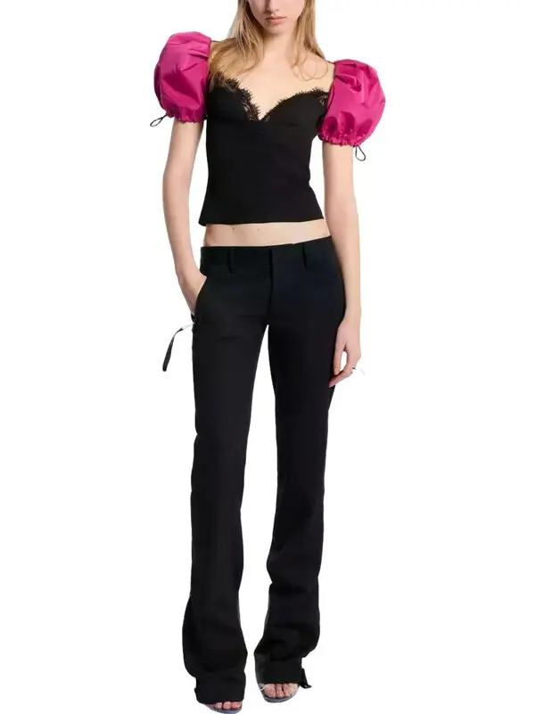 Dsquared2 Puff Sleeve Sweetheart Neck Top - Black