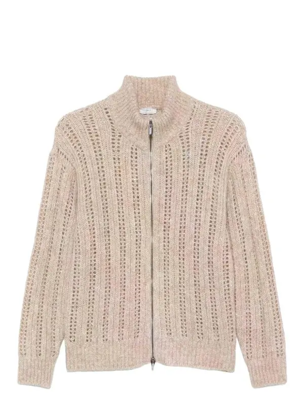 Peserico Open-knit Zip-up Cardigan - Neutrals