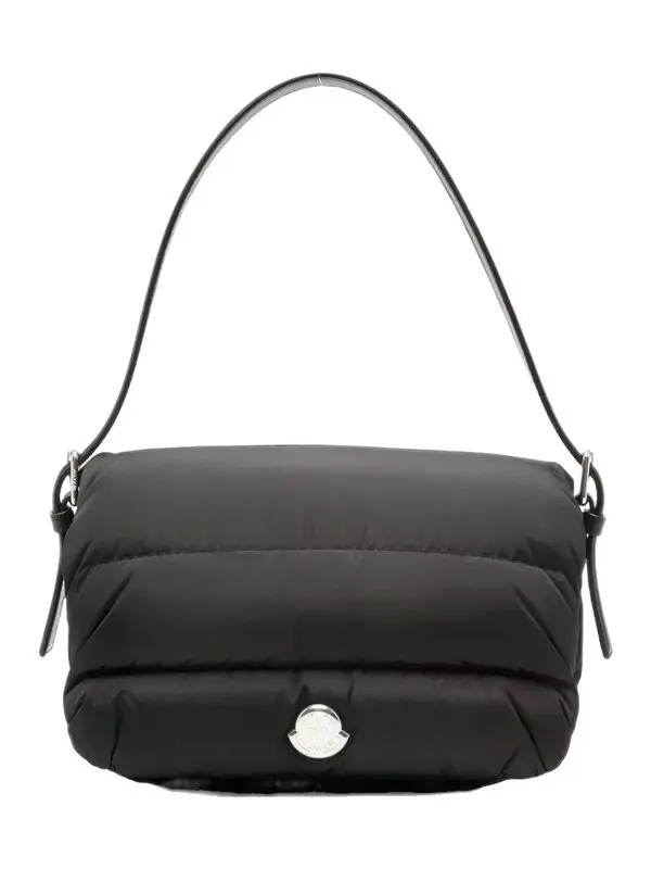 Moncler Quilted Logo Plaque Shoulder Bag - Black