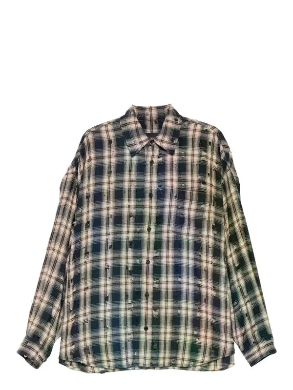 JUUN.J Distressed Check-pattern Shirt - Blue