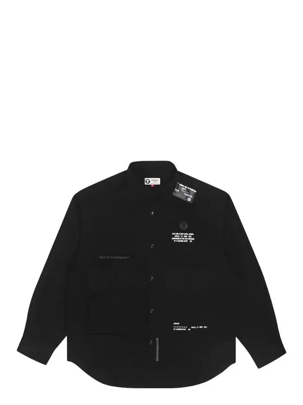 AAPE BY *A BATHING APE Moonface Logo-patch Shirt - Black
