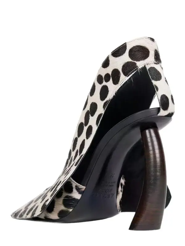 A.W.A.K.E. Mode Dalmatian Print Leather Slingback Pumps - White