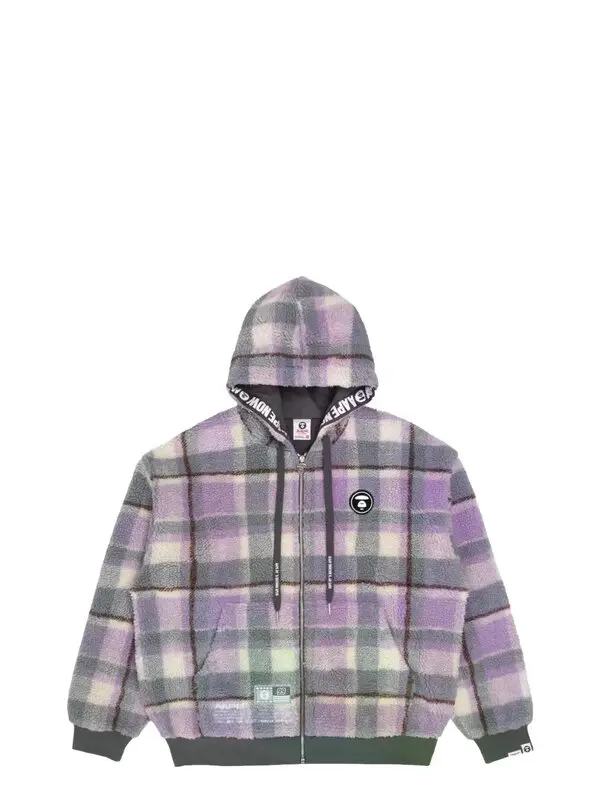 AAPE BY *A BATHING APE Moonface Plaid Fleece Hoodie - Purple