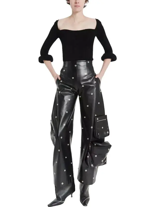 A.W.A.K.E. Mode Ribbed Doughnut-sleeve Top - Black