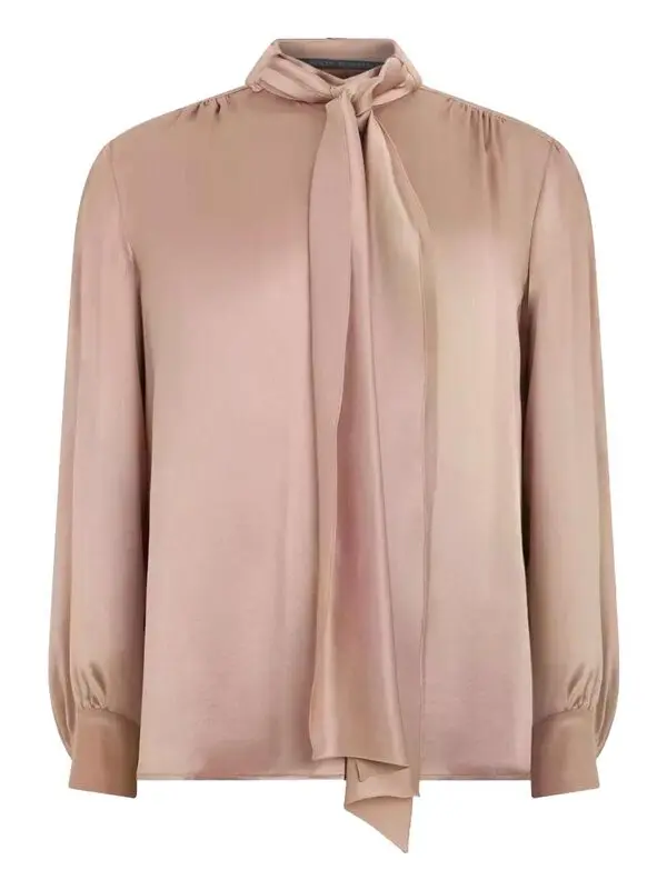 Alberta Ferretti Tie-neck Satin Blouse - Pink
