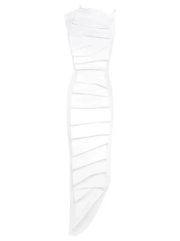 A.W.A.K.E. Mode Pleated Bib-front Midi Dress - White