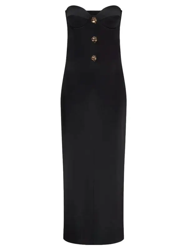 VIOLANTE NESSI Strapless Corset Midi Dress - Black