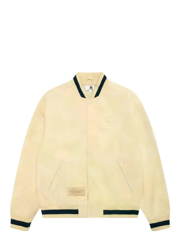 AAPE BY *A BATHING APE Bomber Jacket With Striped Collar, Hem, And Cuffs - Neutrals